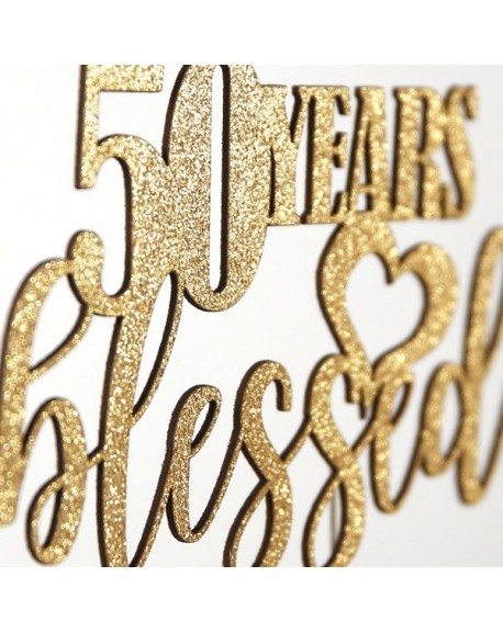 50th Birthday Cake Topper 50 Years Blessed Premium Quality Made In